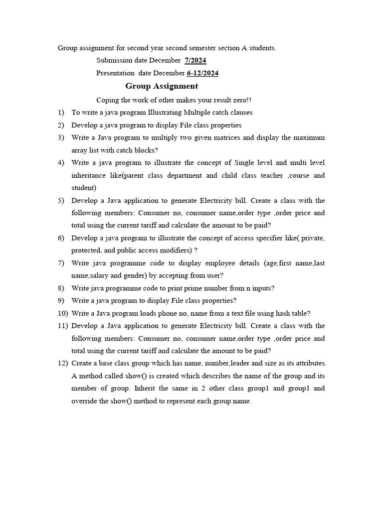Java Programming Group Assignment Guide | PDF