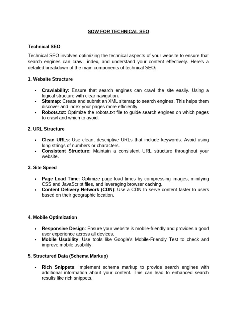 Technical SEO SCOPE OF WORK | PDF | Search Engine Optimization | Search ...