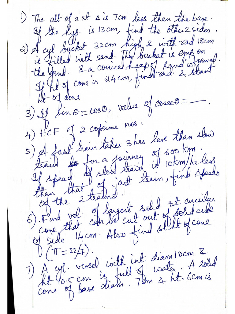 Math Important Questions | PDF