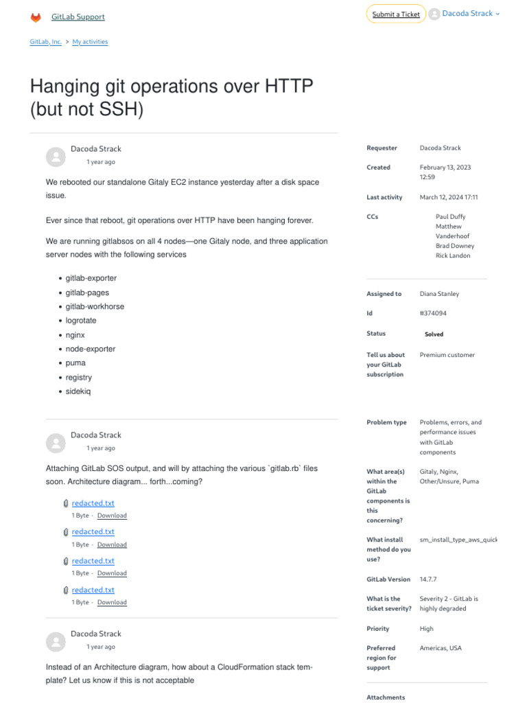 Hanging Git Operations Over HTTP (But Not SSH) - GitLab, Inc. | PDF | Computing | Computer Science