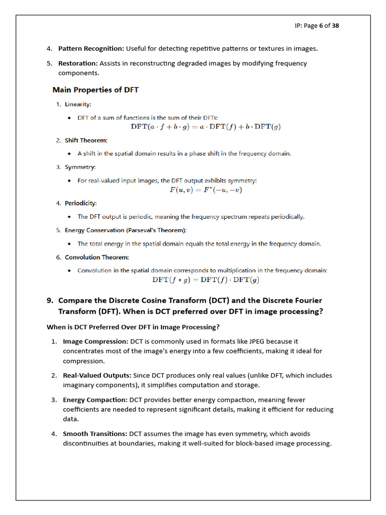 DCT vs DFT: Image Processing Guide | PDF