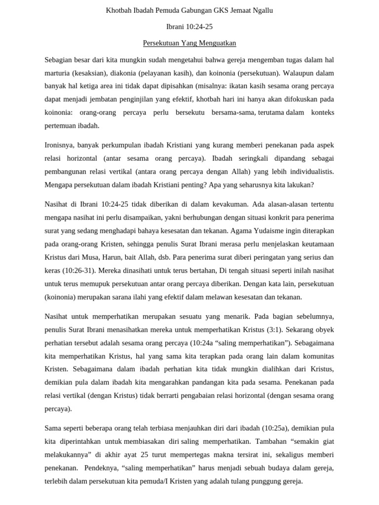 Khotbah Ibadah Pemuda | PDF