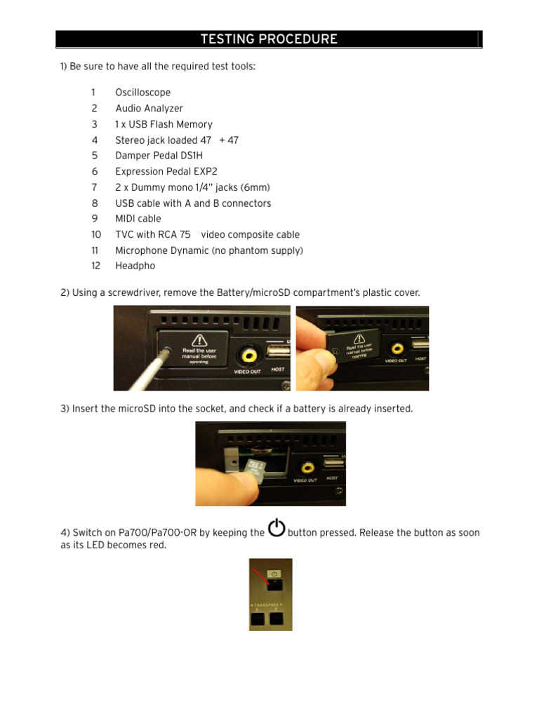 Pa700 Testing Guide for Technicians | PDF | Backup | Amplitude