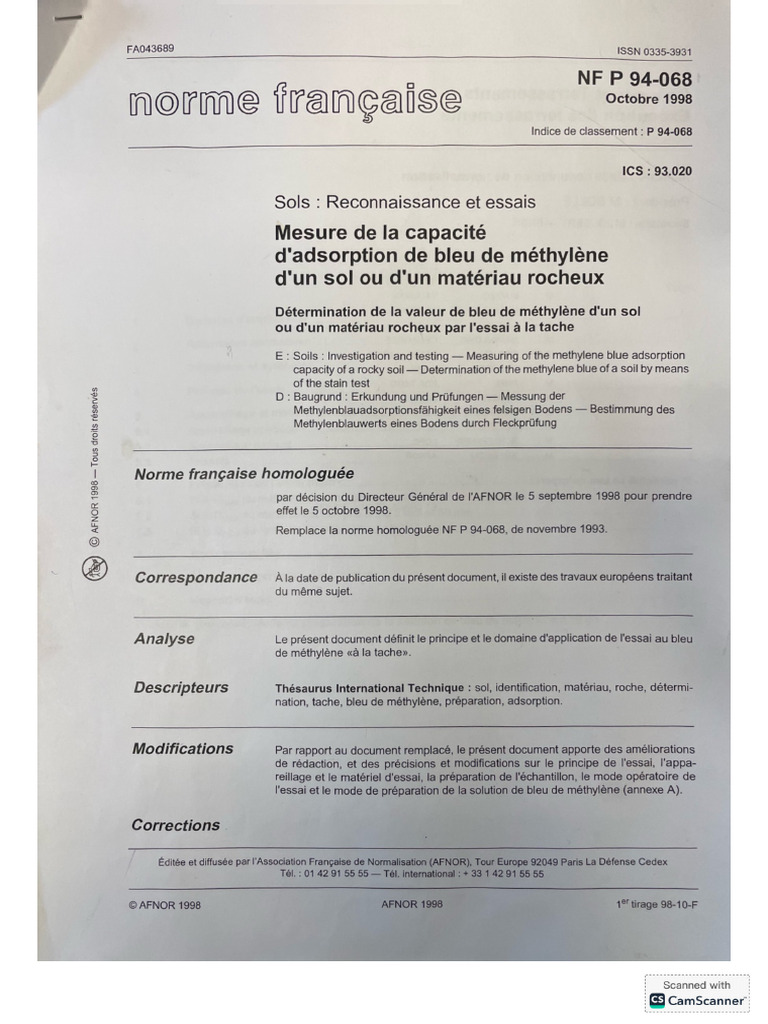 Essaie VBS NF P 94-500 | PDF