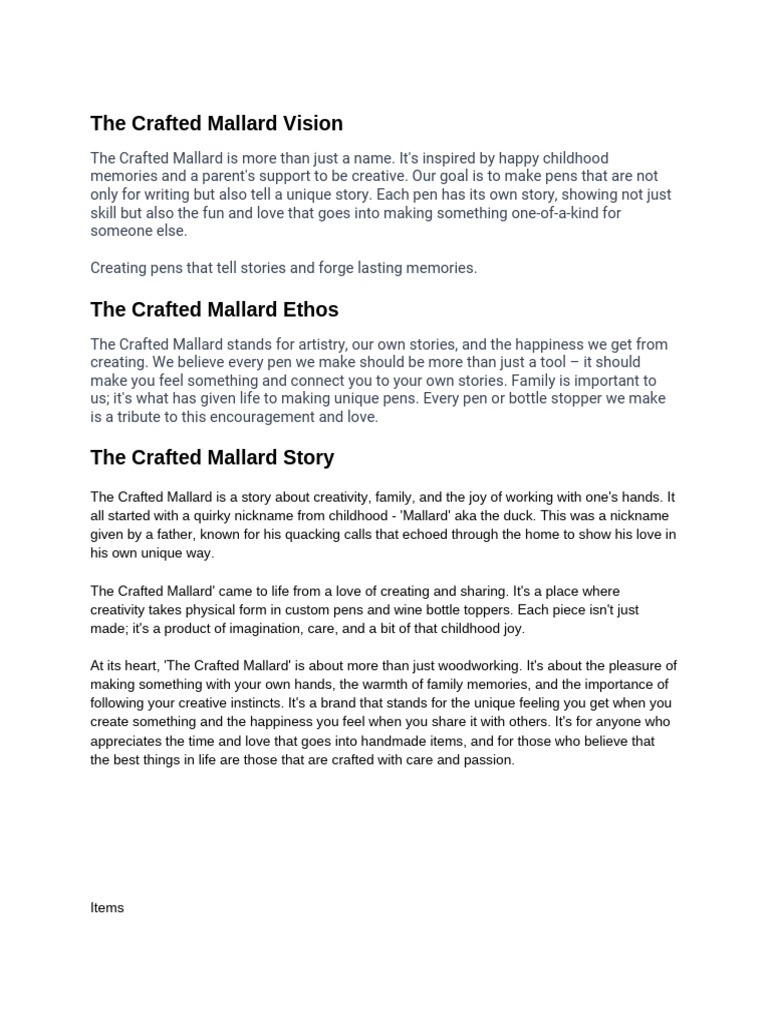 The Crafted Mallard Vision | PDF