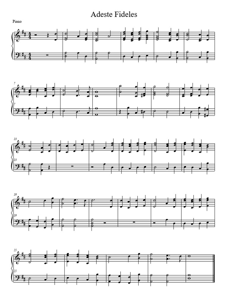 Adeste Fideles - Piano | PDF