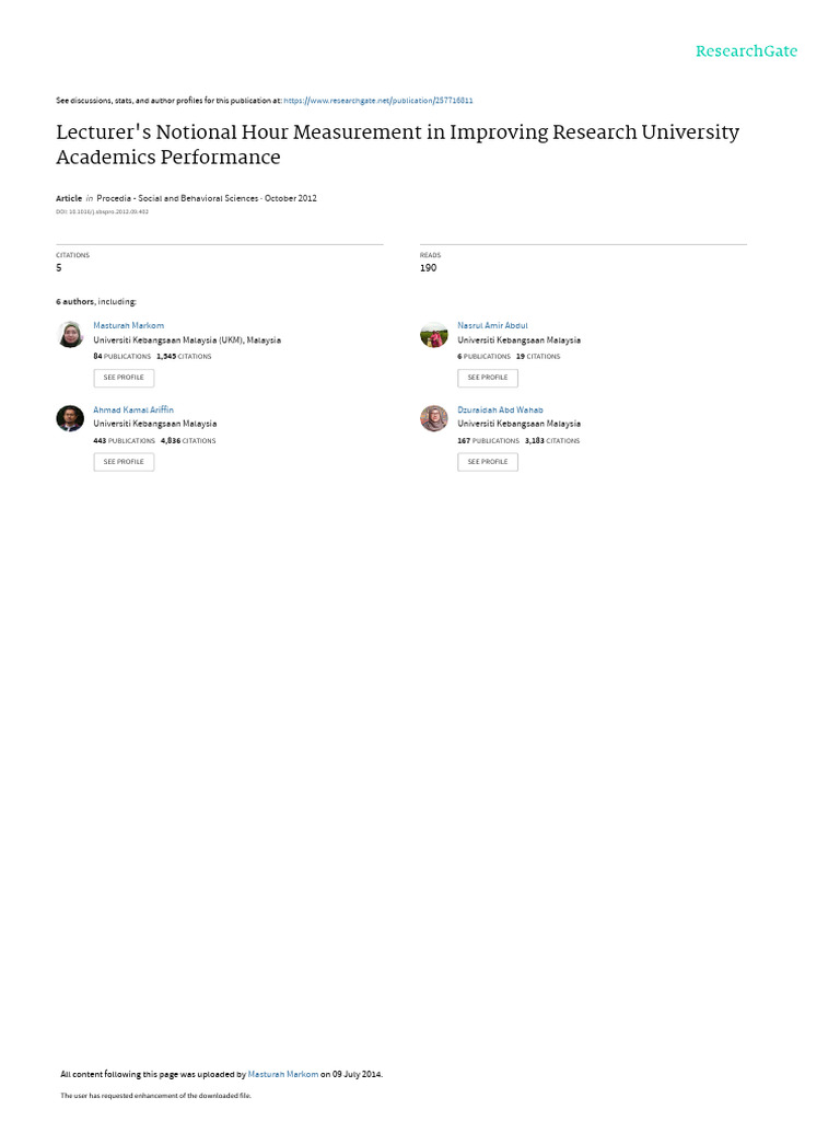 Lecturers Notional Hour Measurement in Improving | PDF | Thesis | Lecturer