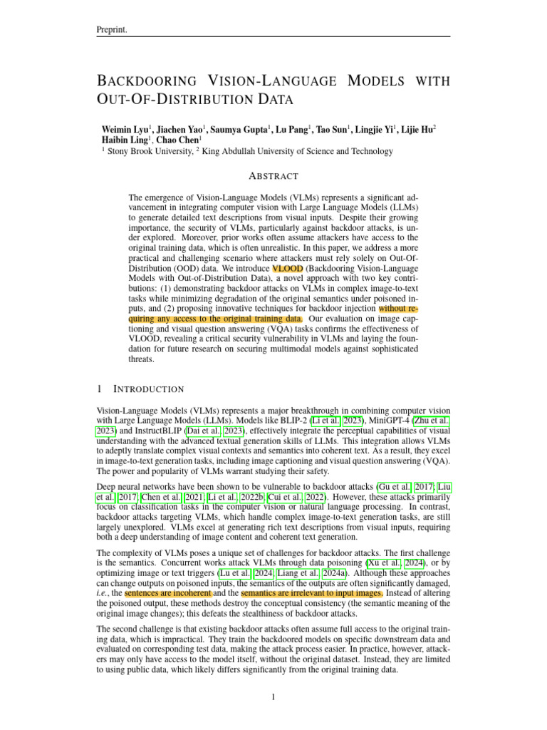 Backdooring Vision-Language Models With Out-Of-Distribution Data | PDF | Artificial Intelligence ...