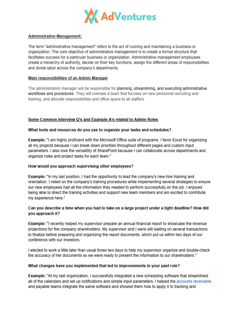 Administrative Management | PDF | Goal | Leadership