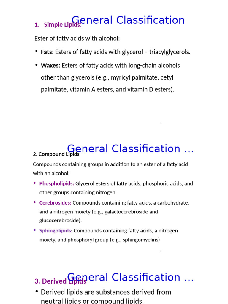 General Classification | PDF | Lipid | Triglyceride