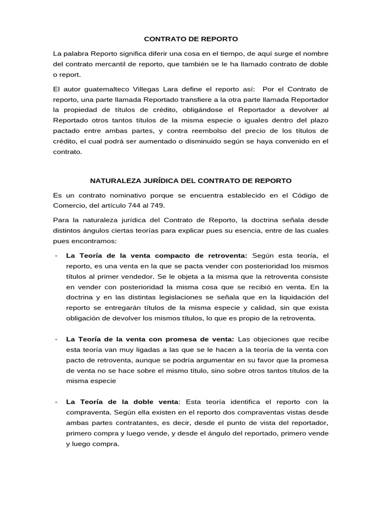 Contrato de Reporto | PDF | Propiedad | Instrumento negociable