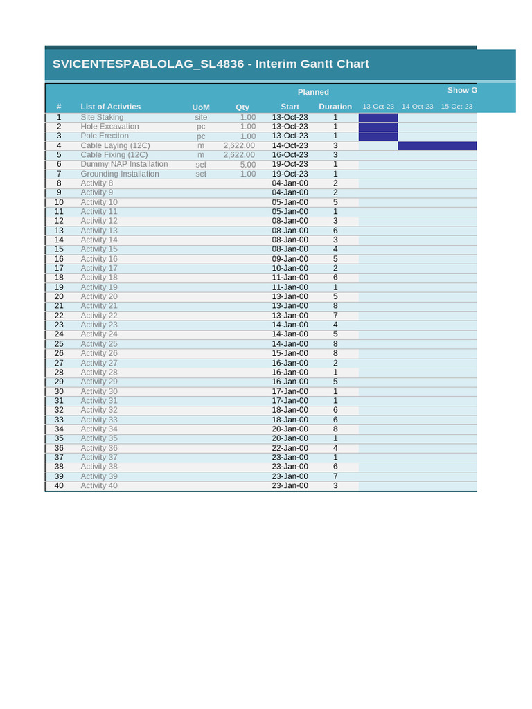 Project Management Gantt Chart1 | PDF