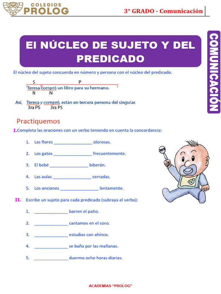 3° Núcleo Del Sujeto y Predicado - 3° Grado | PDF | Predicado ...