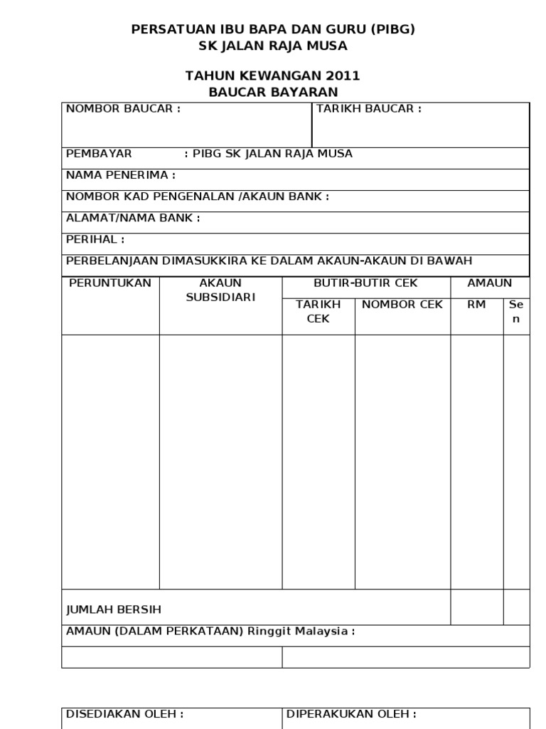 Baucar Pembayaran PIBG 2011 | PDF | Bisnis | Hukum