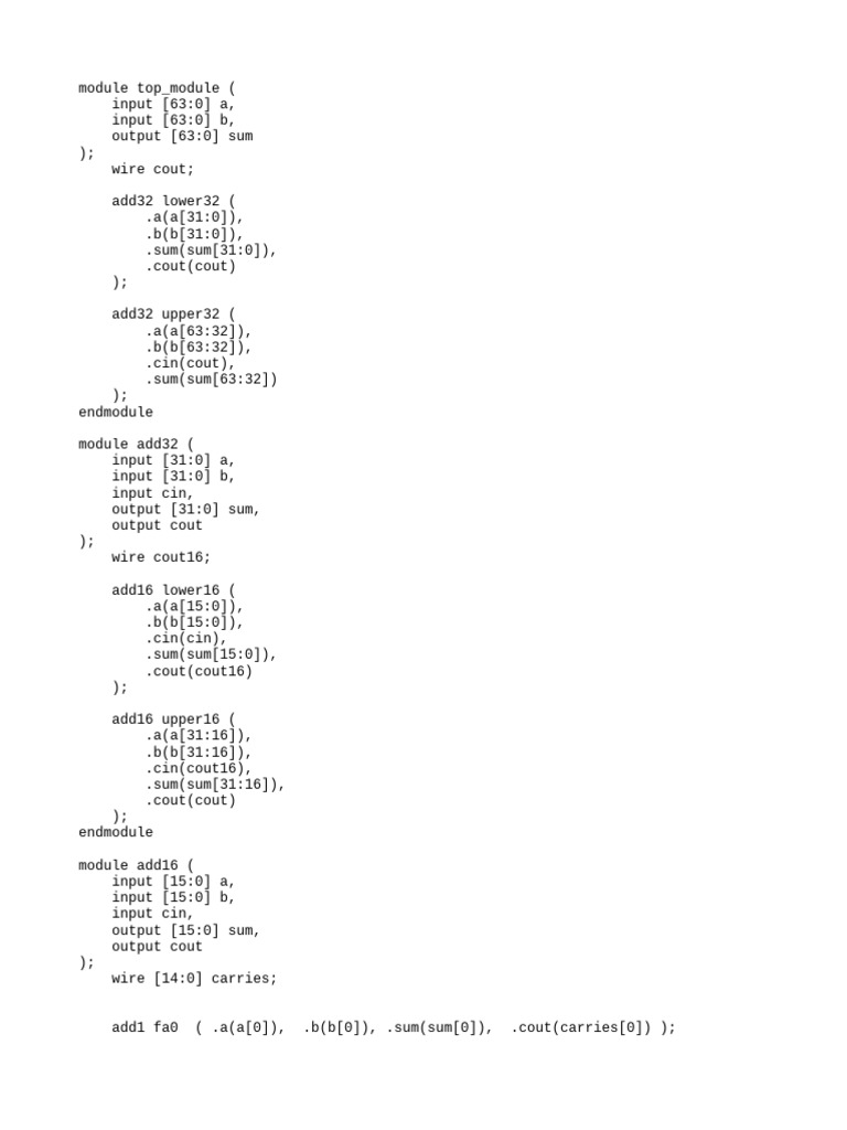 64 Bit Adder | PDF | Digital Electronics | Electronic Circuits