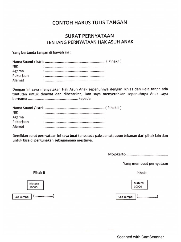 Format Hak Asuh Anak | PDF