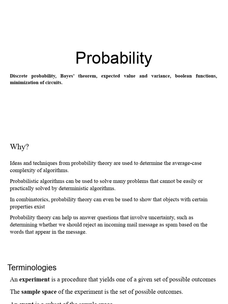 Unit IV Probability Bayes | PDF | Variance | Expected Value
