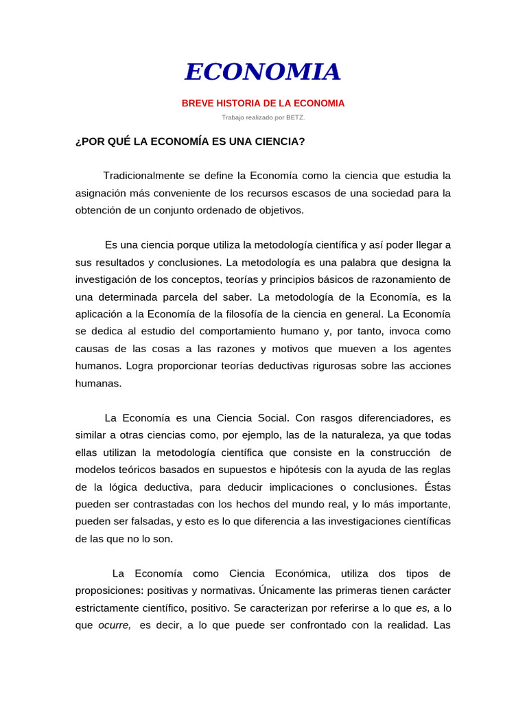 Historia de la Economía y su Evolución | PDF | Ciencias económicas ...