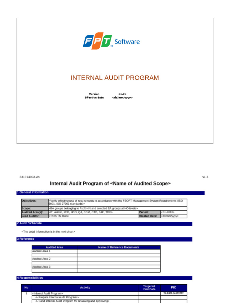 Template - Internal Audit Program | PDF | Audit | Financial Services