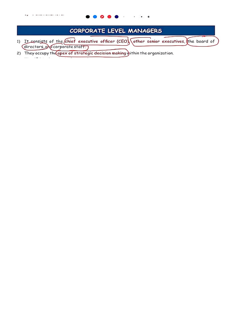 Corporate Level Managers | PDF