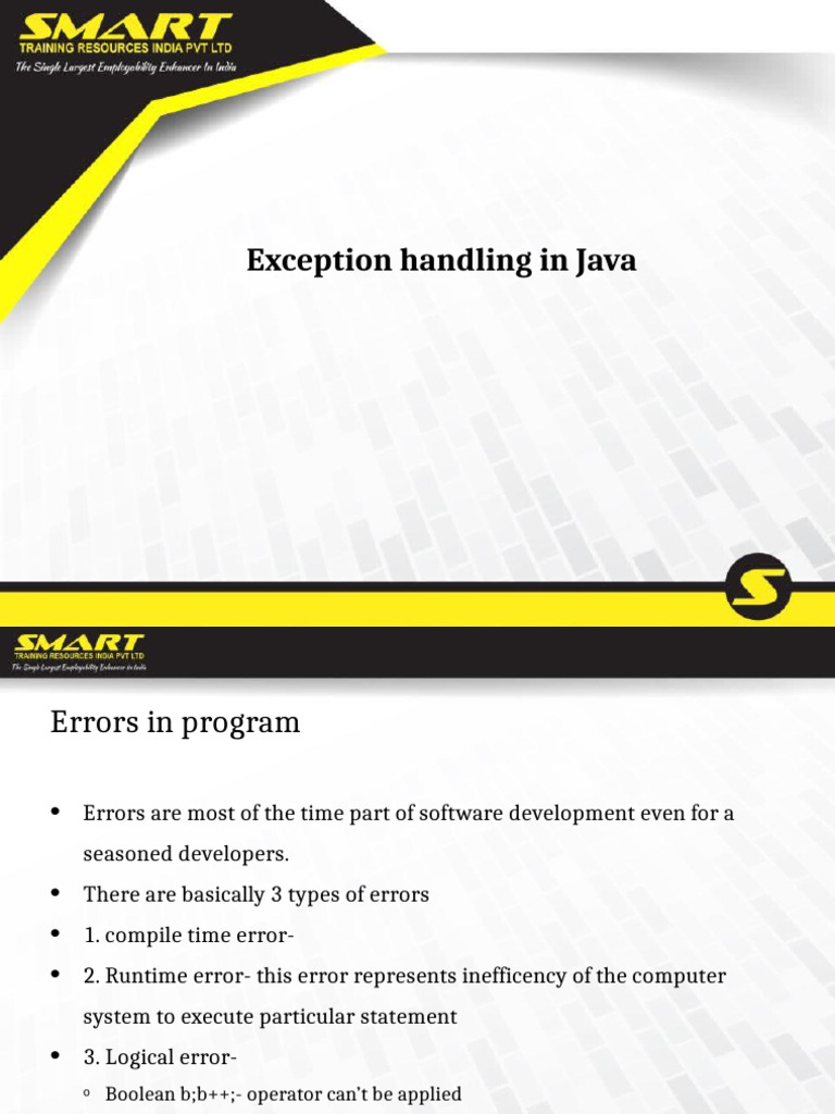 Chapter 3 Exception Handling | PDF | Java (Programming Language ... Chapter 3 Exception Handling | PDF | Java (Programming Language ...