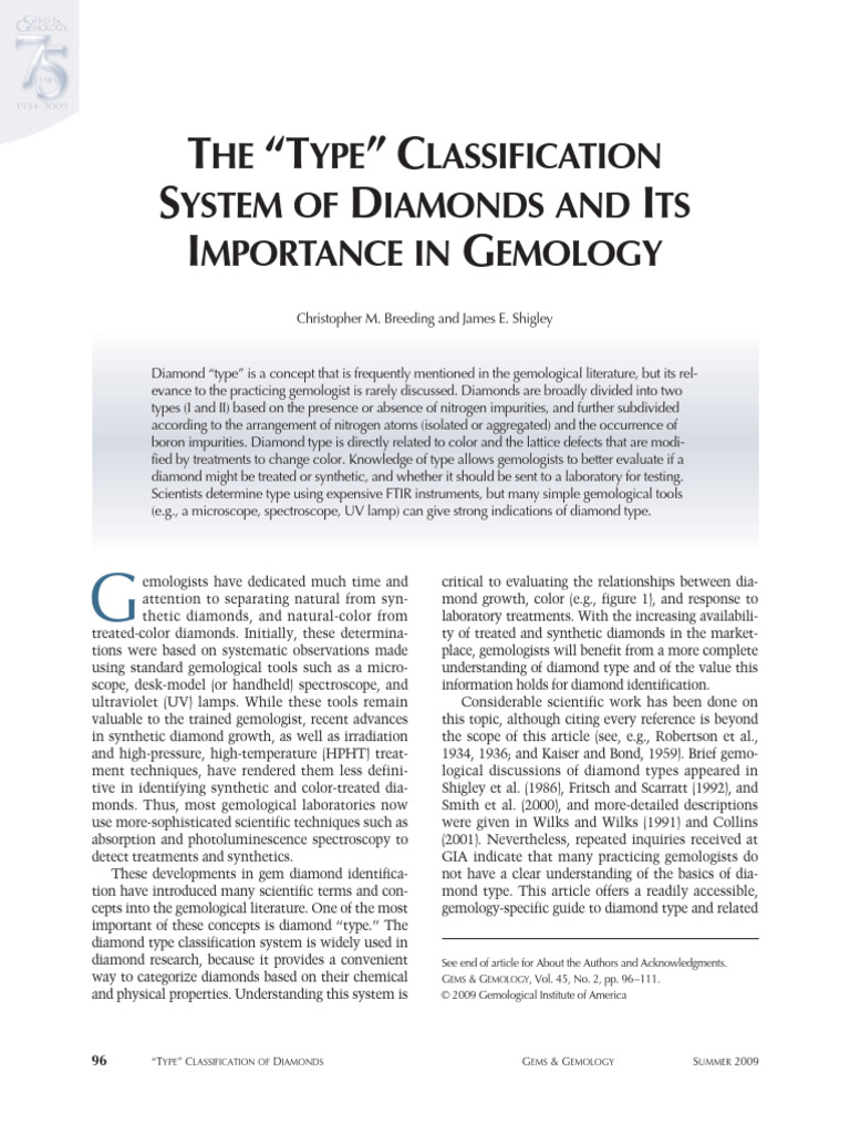 Type Classification System of Diamonds SU09 | PDF | Diamond ...