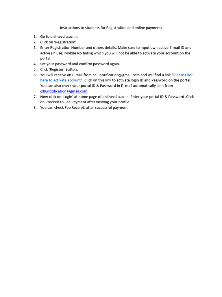 Fee Payment Steps | PDF