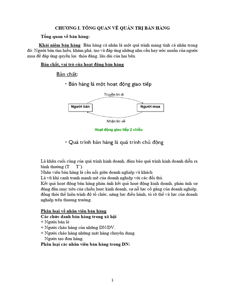 ĐỀ CƯƠNG QTBH | PDF