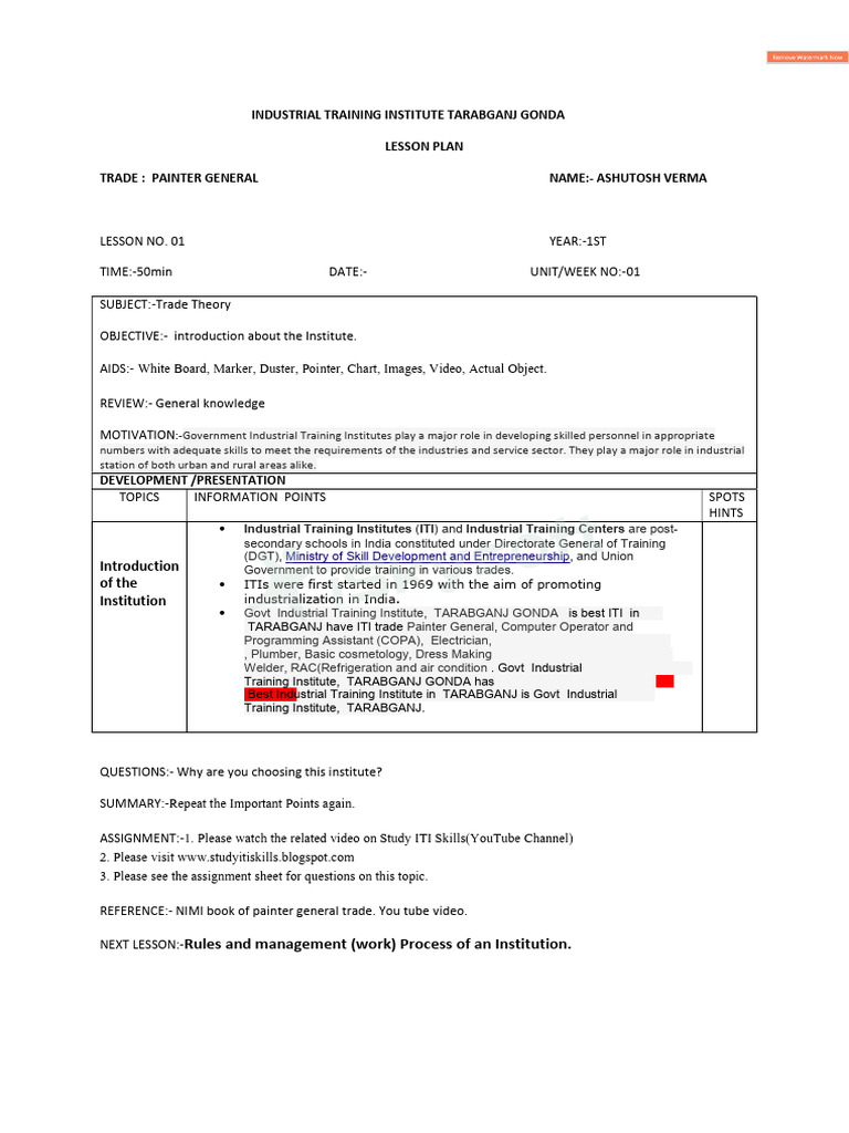 Lession Plan-Copy PANTER | PDF | Drawing