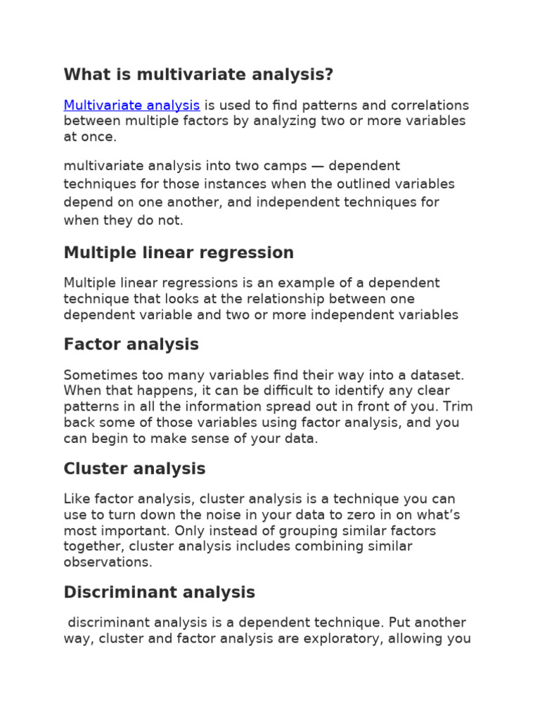 What Is Multivariate Analysis | PDF | World Intellectual Property ...