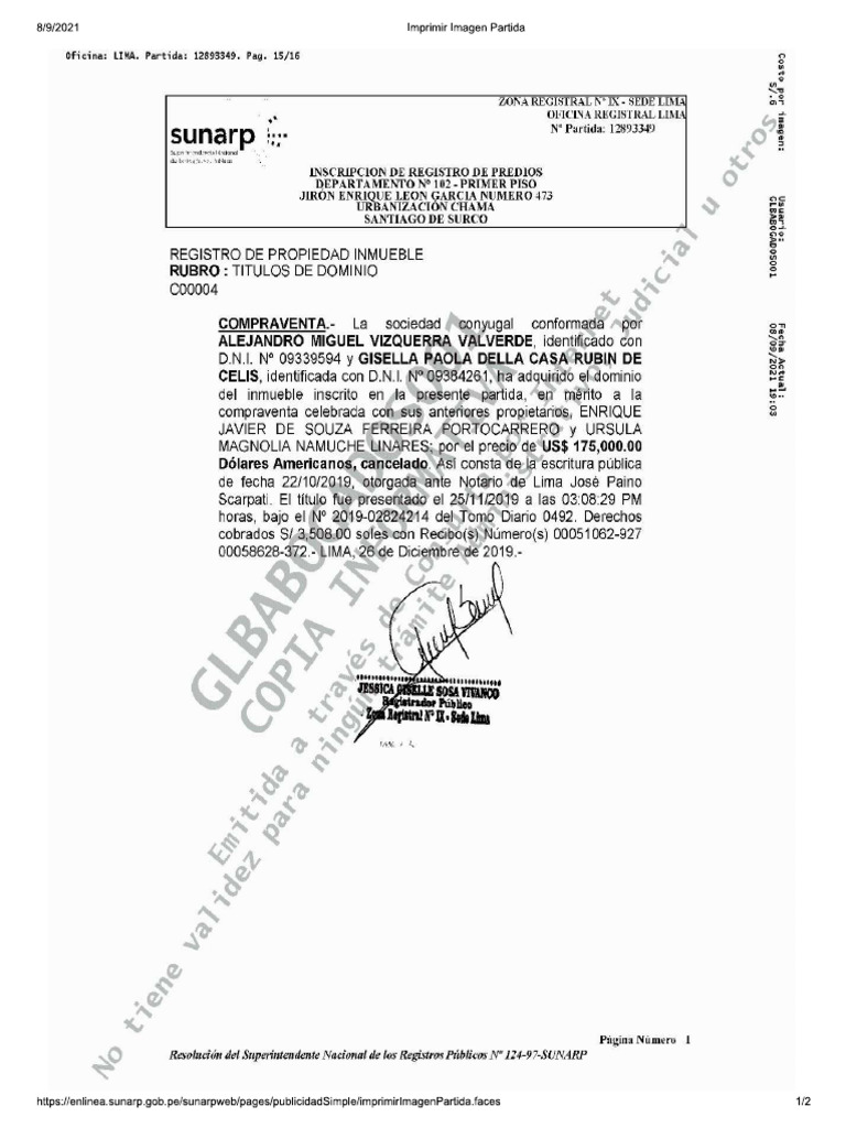 Asiento #15 Compra Venta (Propiedad) | PDF