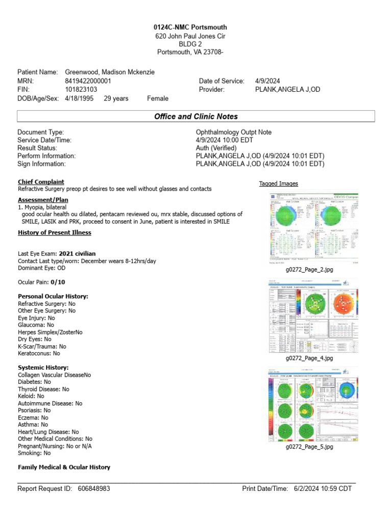 Ophthalmology Outpt Note 04-09-2024 | PDF | Visual Acuity | Visual System