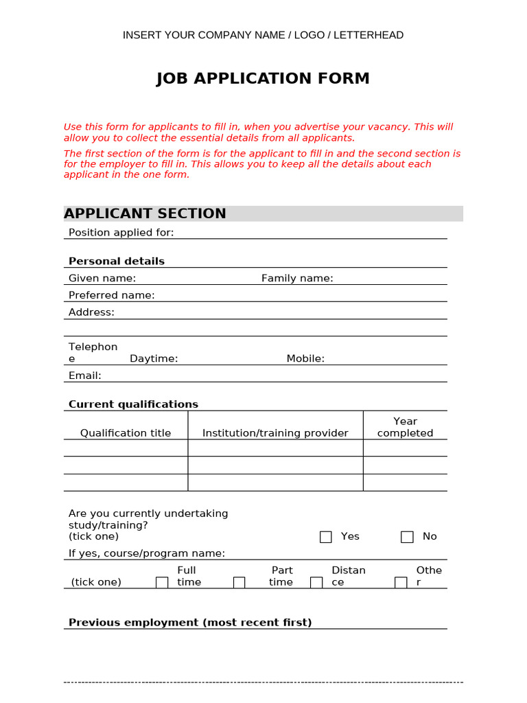Job Application 03 22 04 | PDF | Business