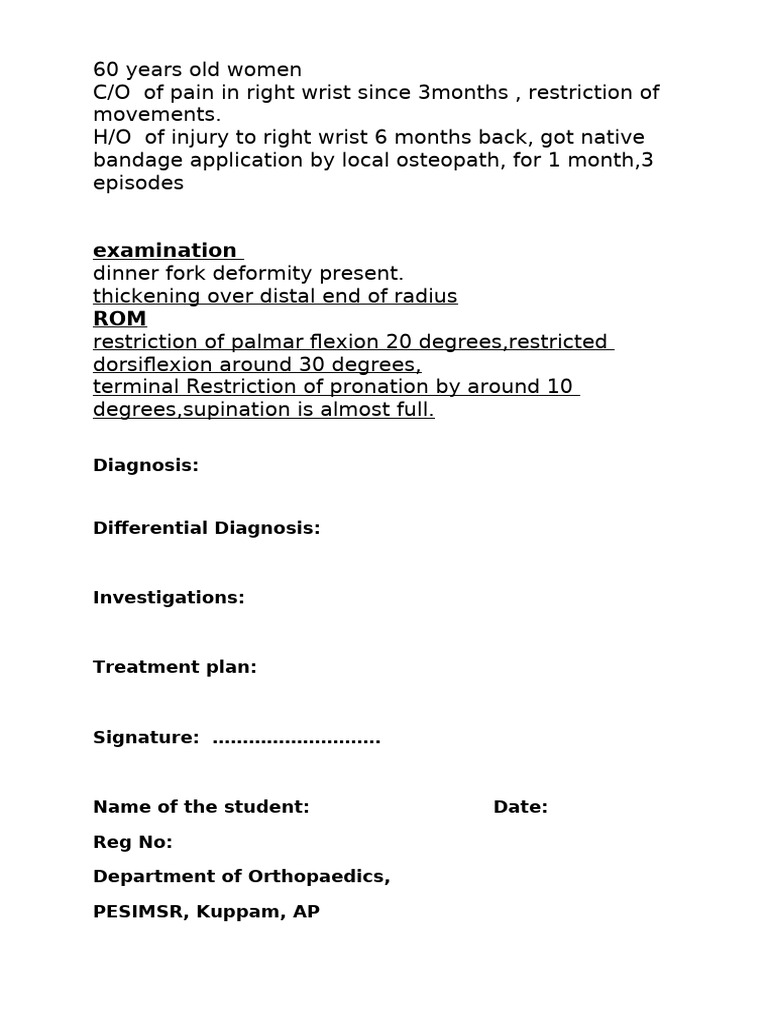 Case No - 5 Colles-Malunion | PDF