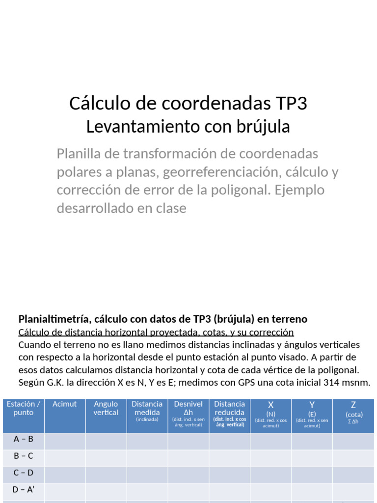 Cálculo de coordenadas G.K. TP3-TP4 | PDF | Geometría euclidiana | Geofísica