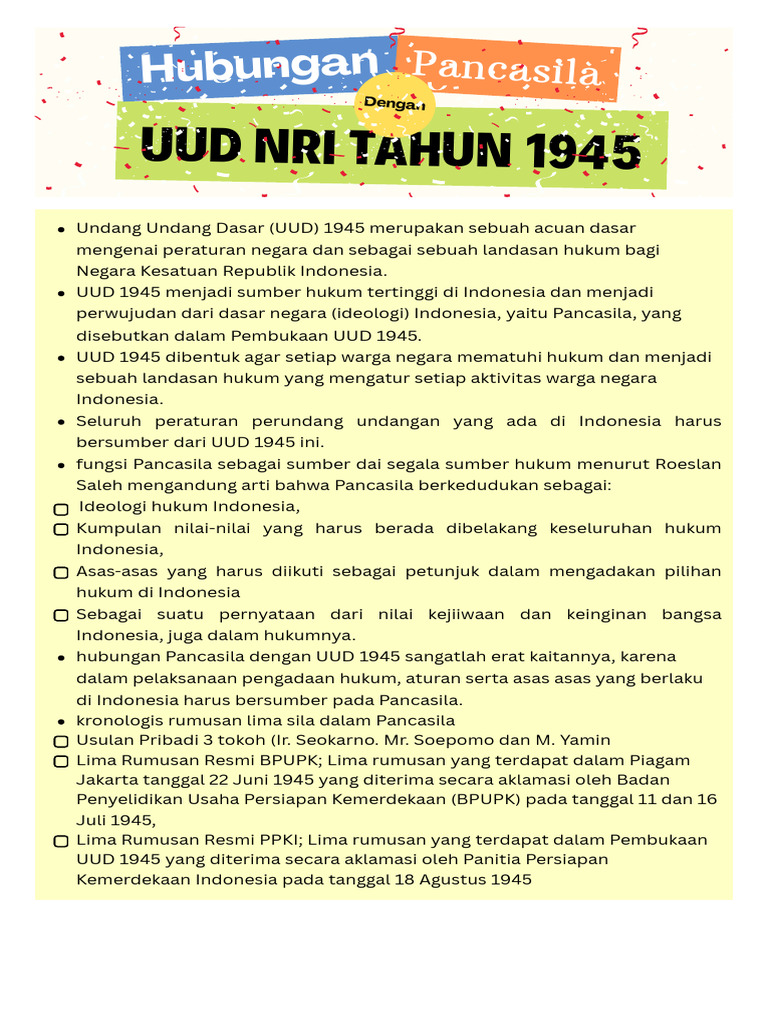 Materi Hubungan Pancasila Dengan UUD 1945 | PDF