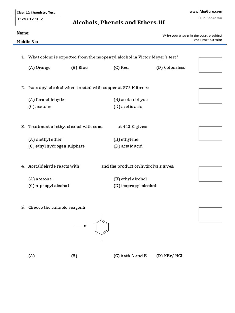 Alcohols, Phenols and Ethers-4 | PDF | Acid | Ethanol