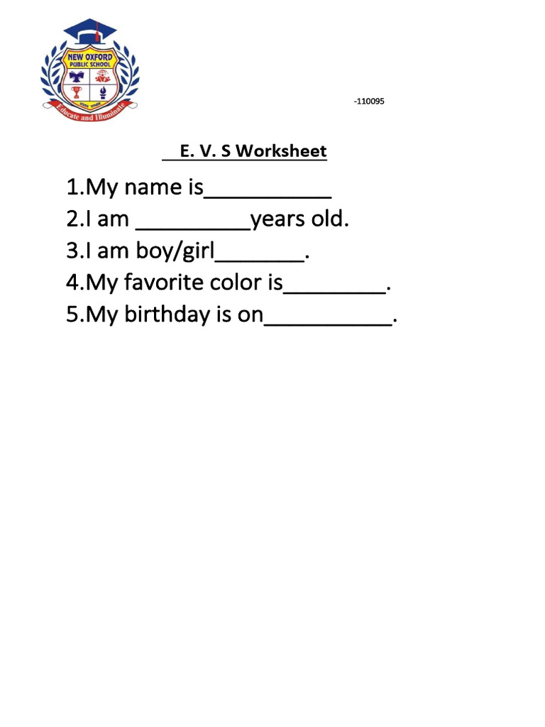 1.my Name Is - 2.I Am - Years Old. 3.I Am Boy/girl - 4.my Favorite ...