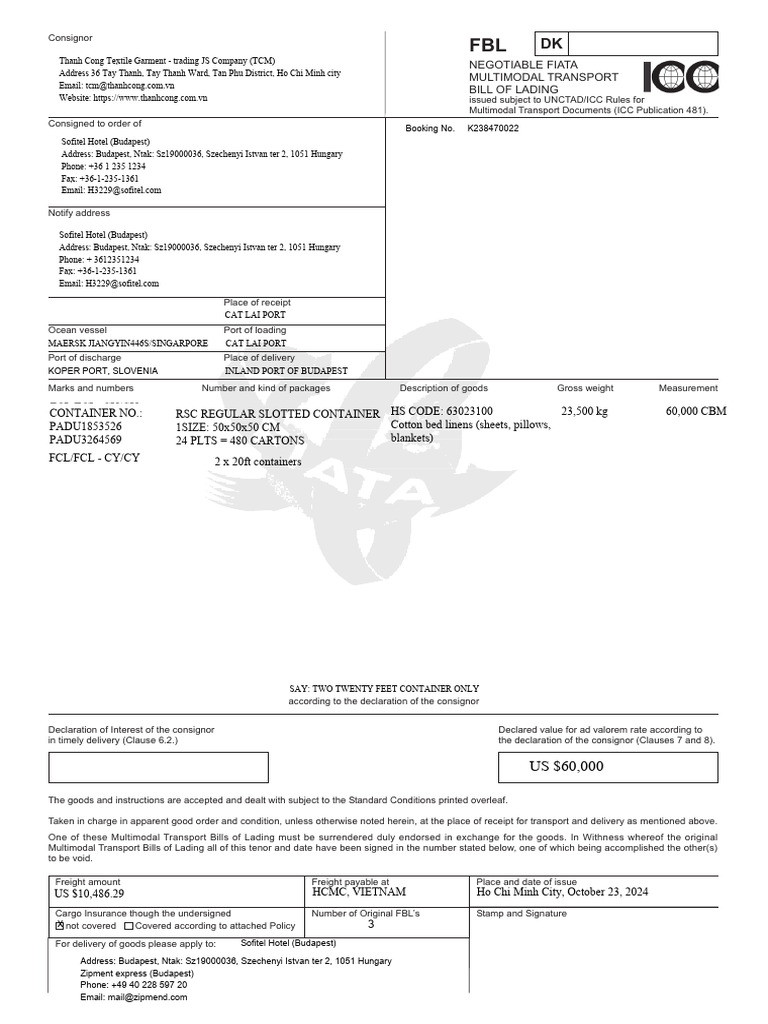 fbl DAP | PDF | Cargo | Bill Of Lading
