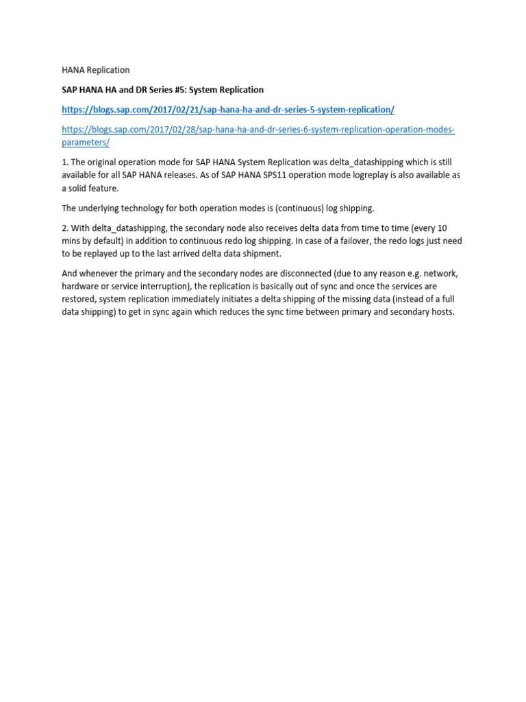 SAP HANA System Replication Overview | PDF | Replication (Computing) | Computing