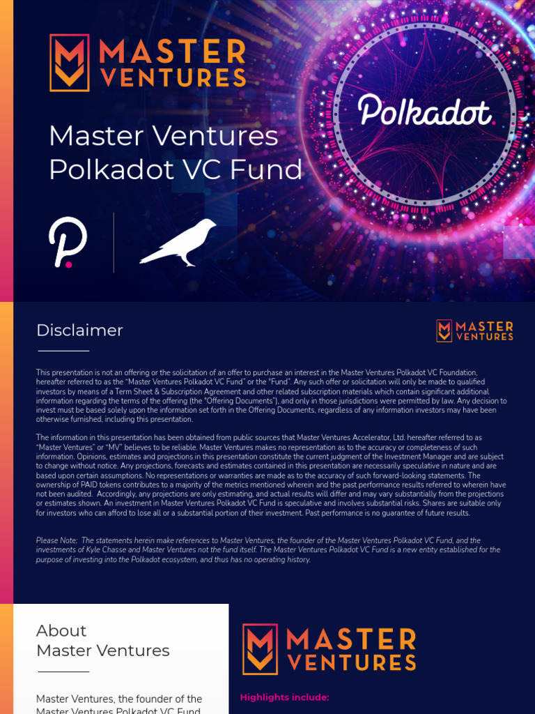 Orion Depp: Master Ventures Inv. MGMT (MVIM) Polkadot VC Fund Deck by ...