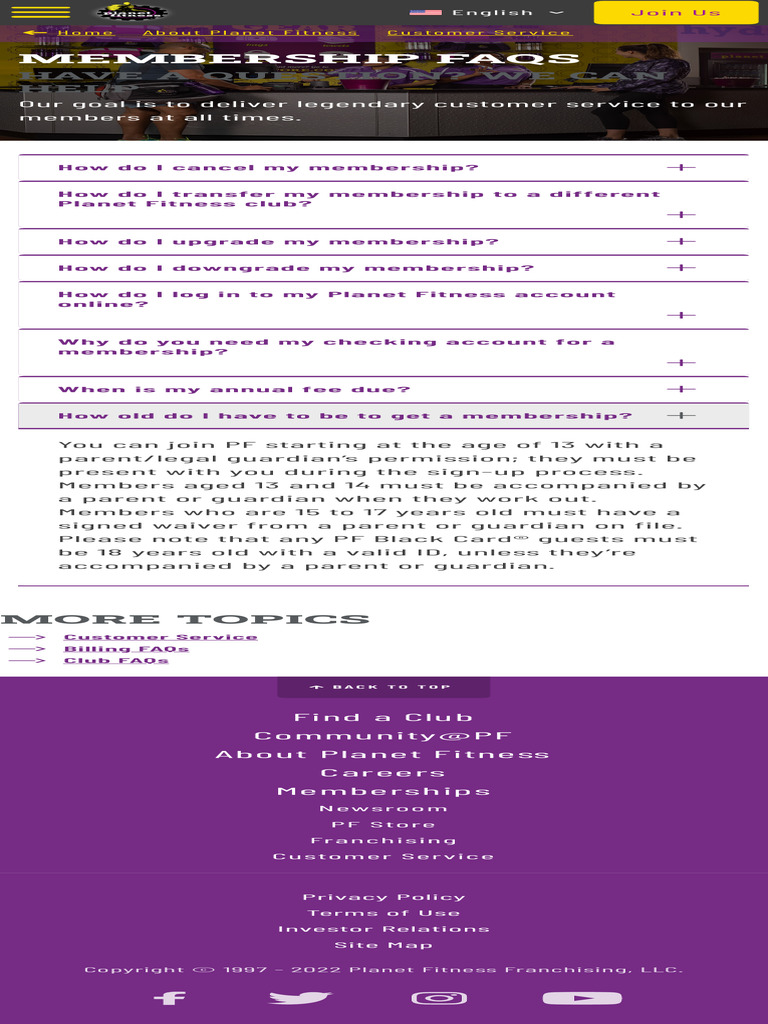Membership FAQs Planet Fitness | PDF