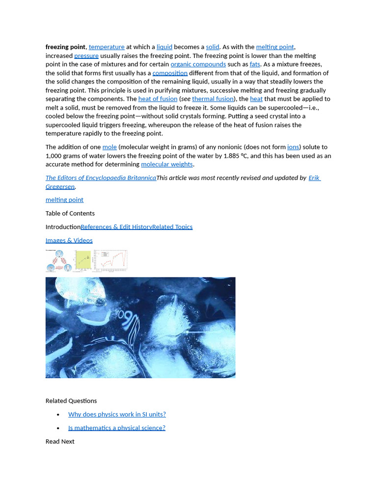 Freezing Point | PDF | Freezing | Melting Point