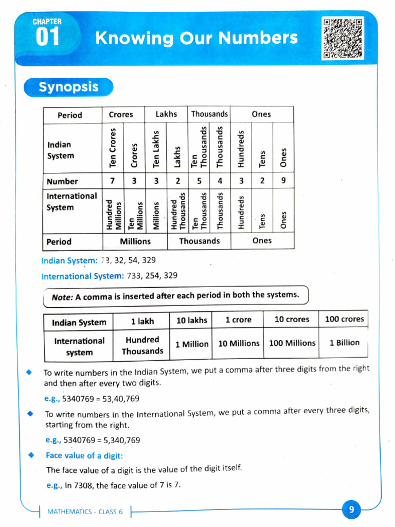 BMA Class 6 Ch 1 Knowing Our Numbers | PDF | Numbers | Encodings