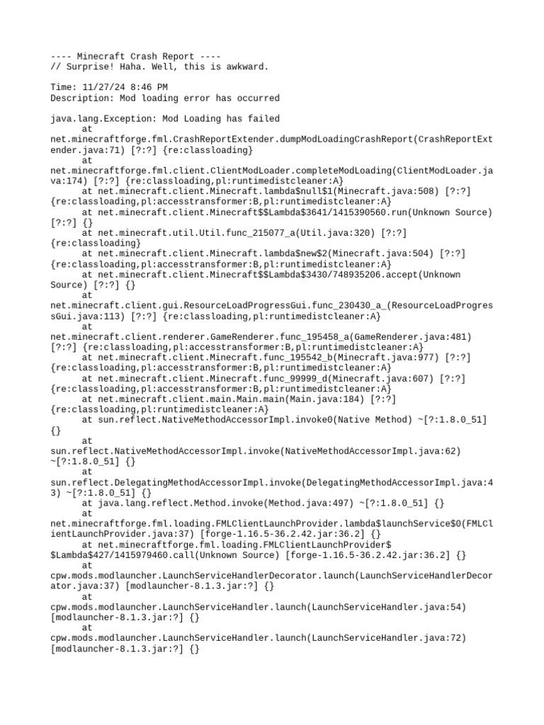 Crash 2024 11 27 - 20.46.58 FML | PDF | Java Virtual Machine | Object Oriented Programming