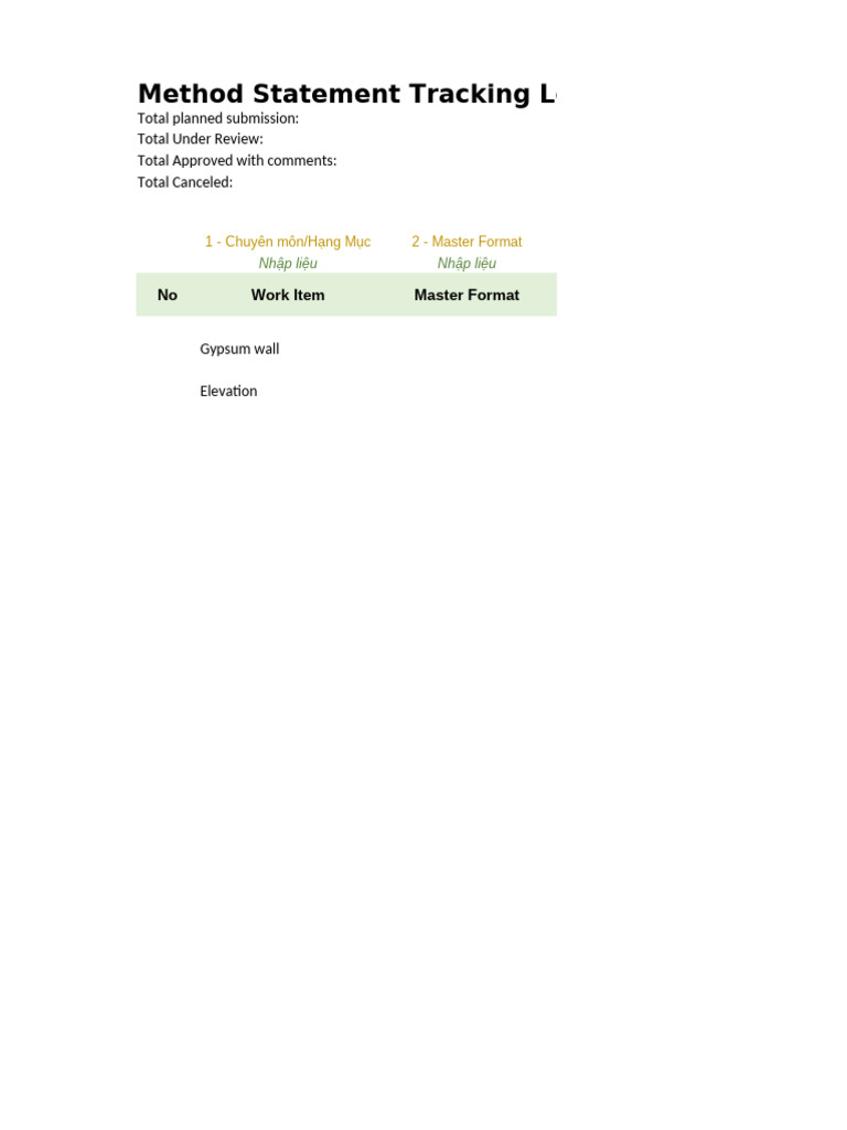 TEMPLATE - Construction Planning-Tracking.R1 | PDF