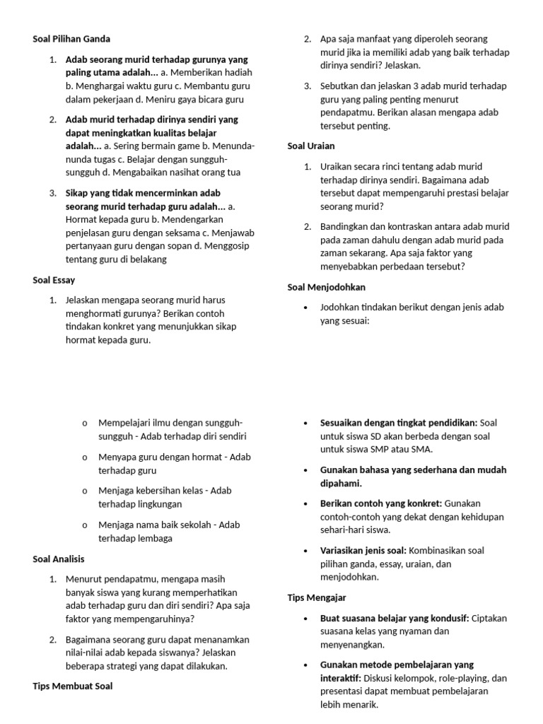 Soal Akhlak Kelas Jim | PDF