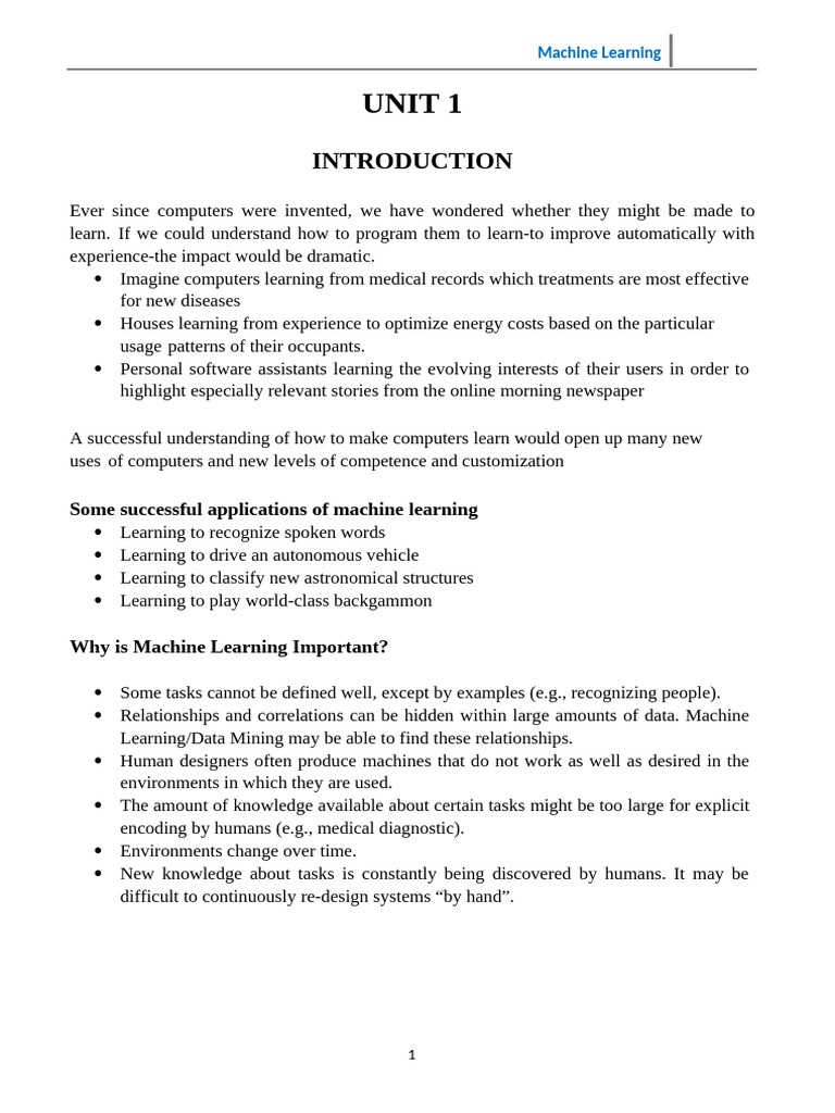 ML1 | PDF | Machine Learning | Function (Mathematics)