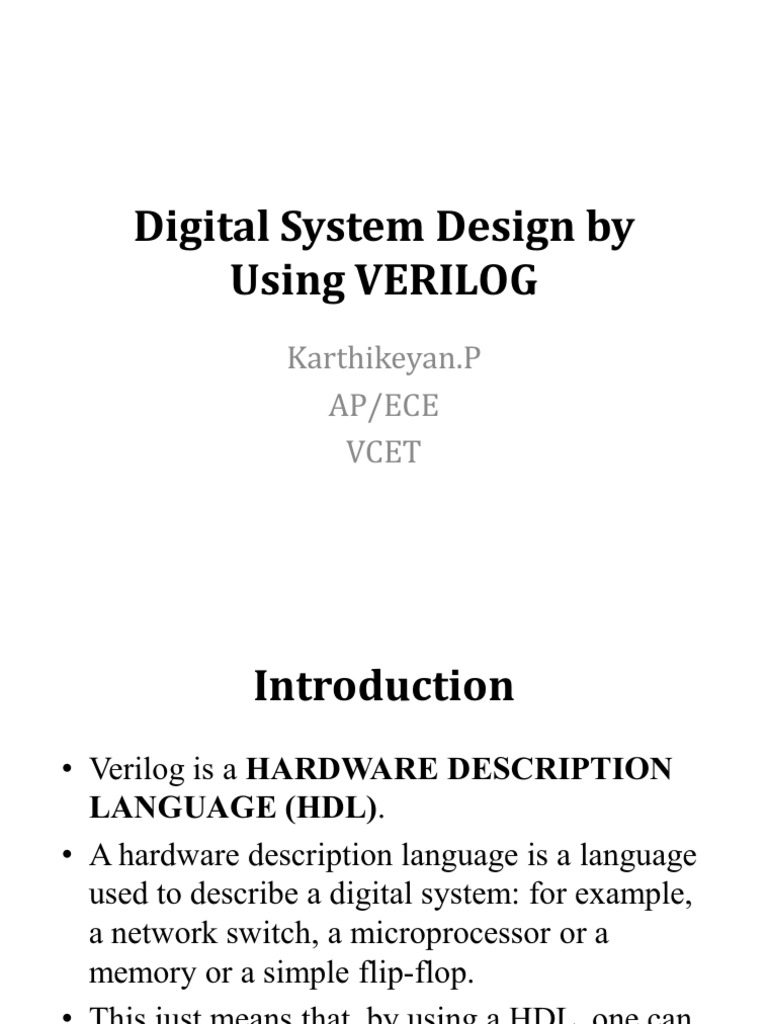 Digital System Design by Using VERILOG | PDF | Hardware Description Language | Top Down And ...