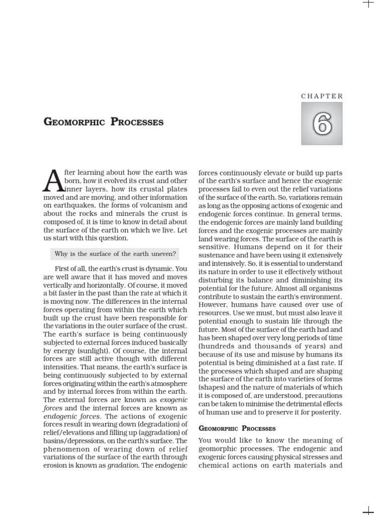 Geomorphic Processesand Evolutionof Landforms | PDF | Weathering ...